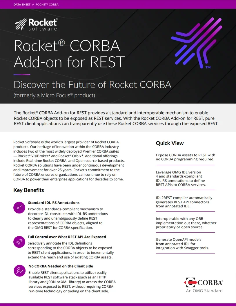 Rocket® CORBA Add-on for REST | Rocket Software